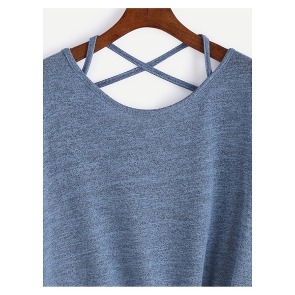 MBM Unlimited | Sweaters | Blue Strappy Long Sleeve Front Knot Light ...